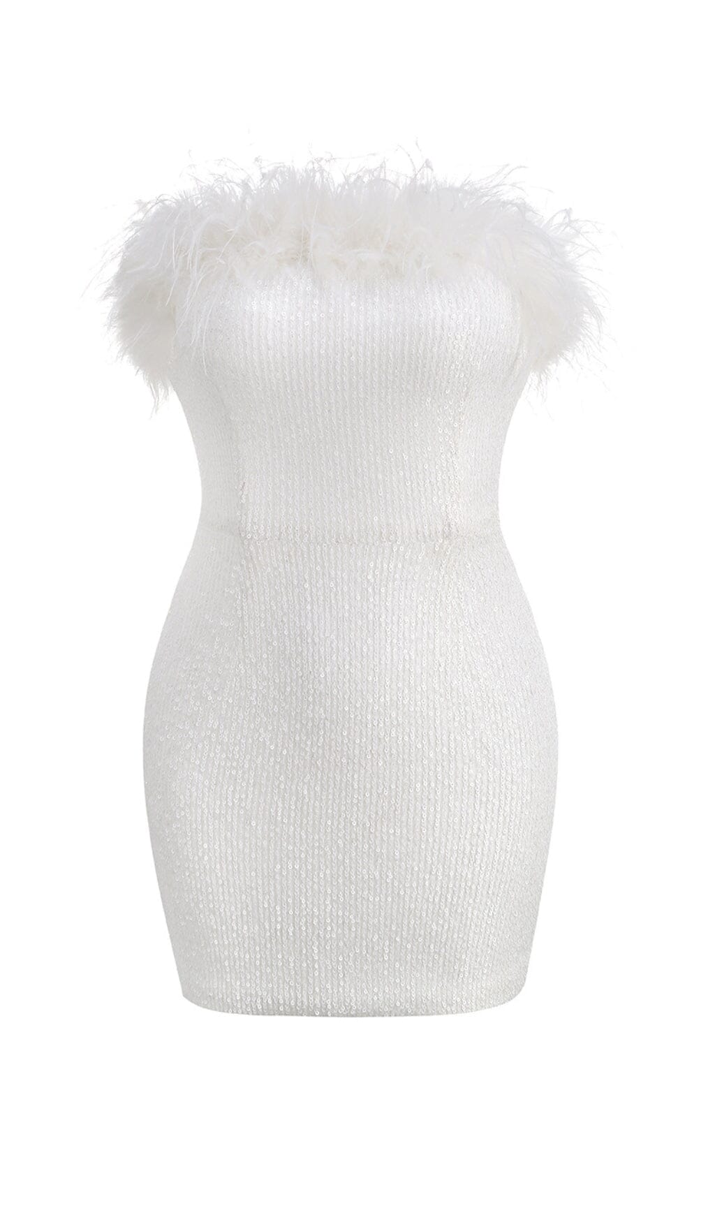 Styleofcb Women Sequin Feather Strapless Mini Dress In Pink Mini